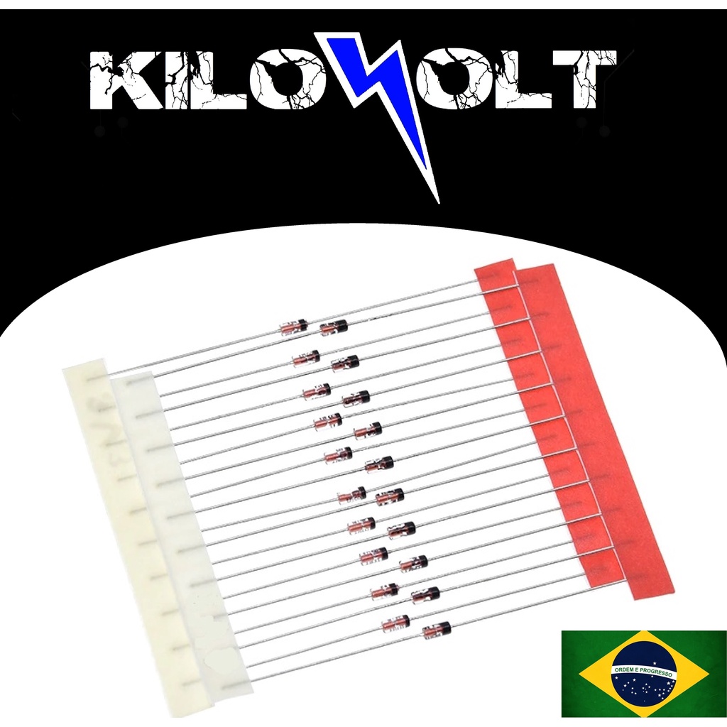 Diodo zener 10 peças (1/2W) 3v3/4v7/5v1/6v2/6v8/8v2/10v/12v/15v/16v/18v ...