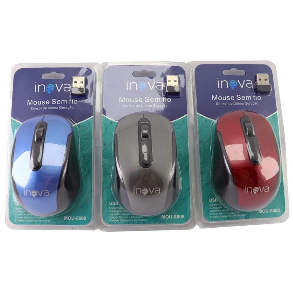 Inova - Mouse Óptico Sem Fio Micro Usb Inova Mou-8608 | Shopee Brasil