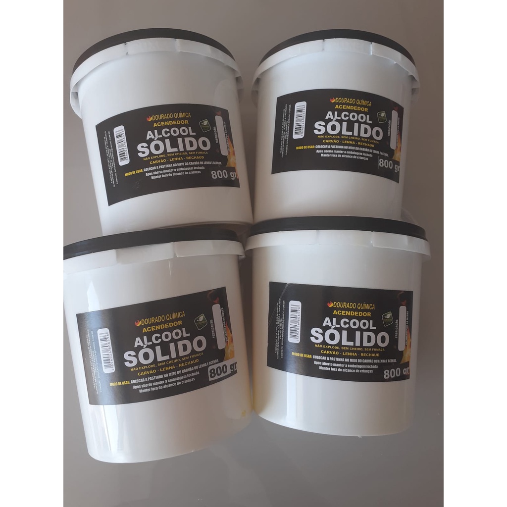 02 potes de Álcool Sólido 800 Gramas Cada Para Acendimento de Carvão ...