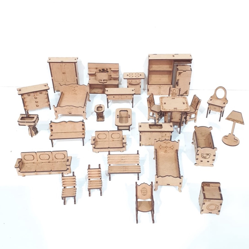 KIT MOVEIS MINIATURA PEQUENO CRU 30 PEÇAS | Shopee Brasil