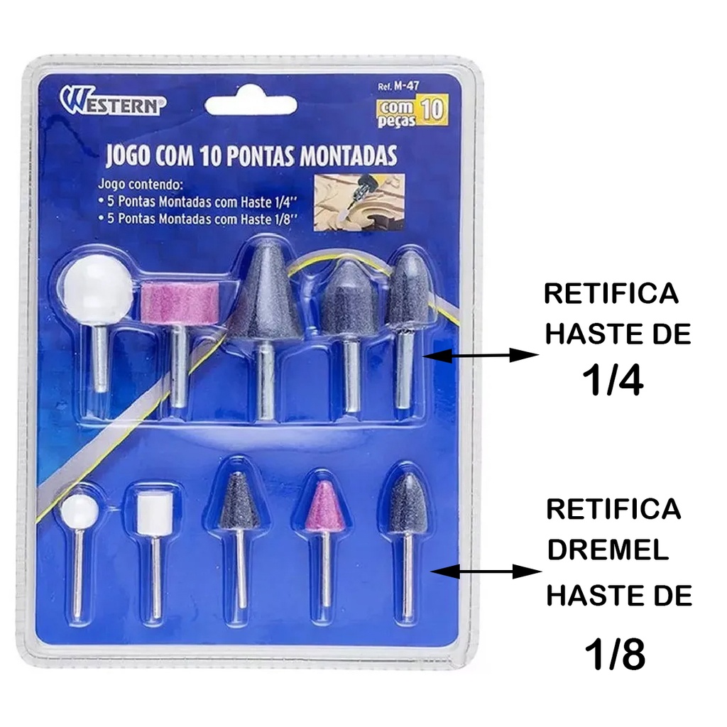Pontas Montadas Para Furadeira Abrasivas Retificadeira Dremel | Shopee ...