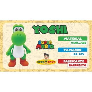 Boneco Super Mario Bros Yoshi Colorido Goomba Toad Toadette Articulado ...