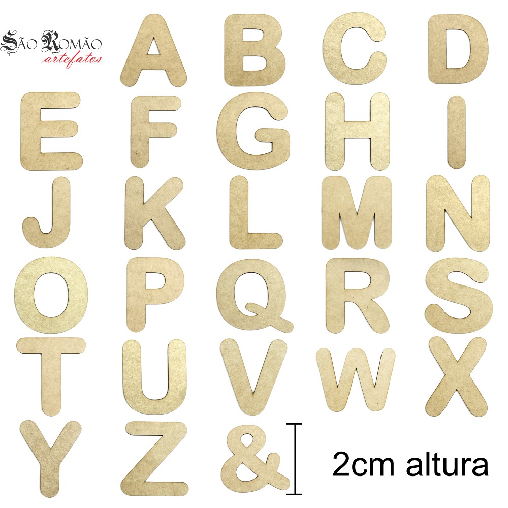 Escolha 54 Letras 2cm MDF 3mm Corte Laser - Letra Maiúscula Pequena com ...