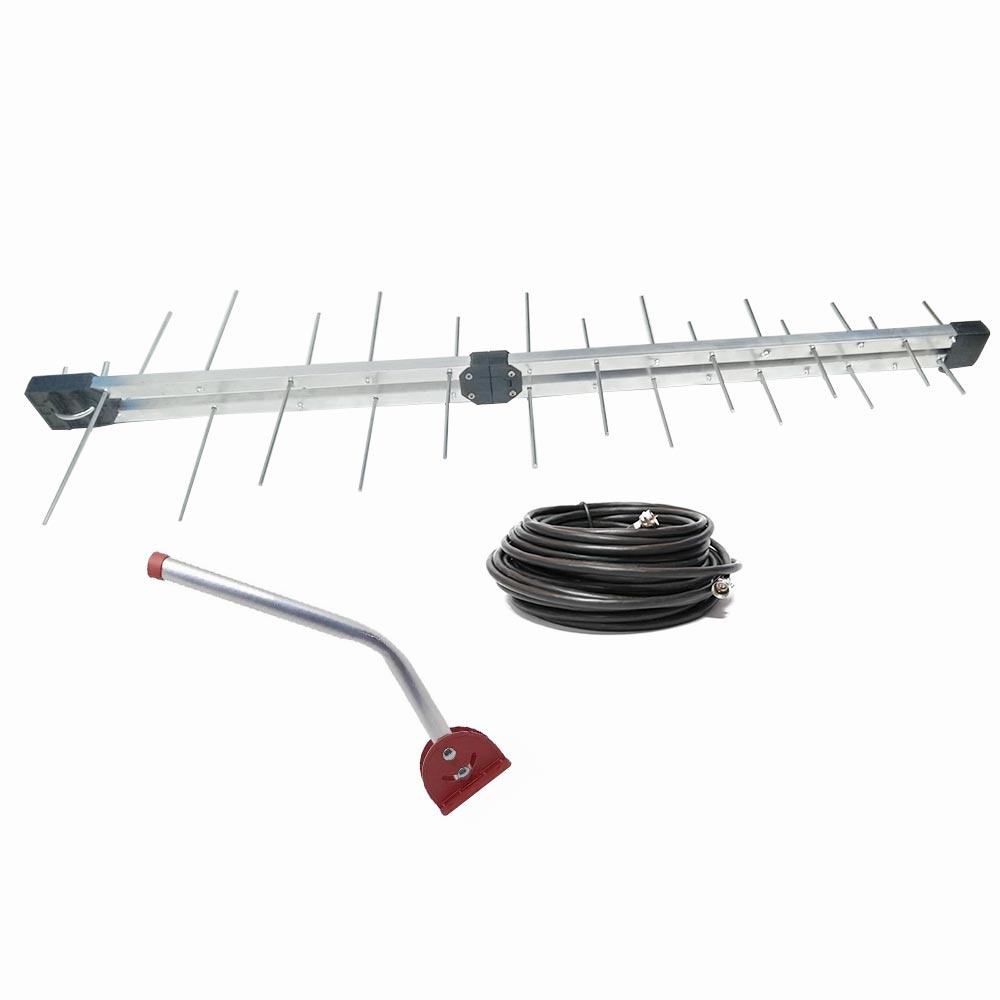 Kit Antena UHF Digital Log 28 Elementos Pdi com Mastro 45cm e Cabo 12m ...