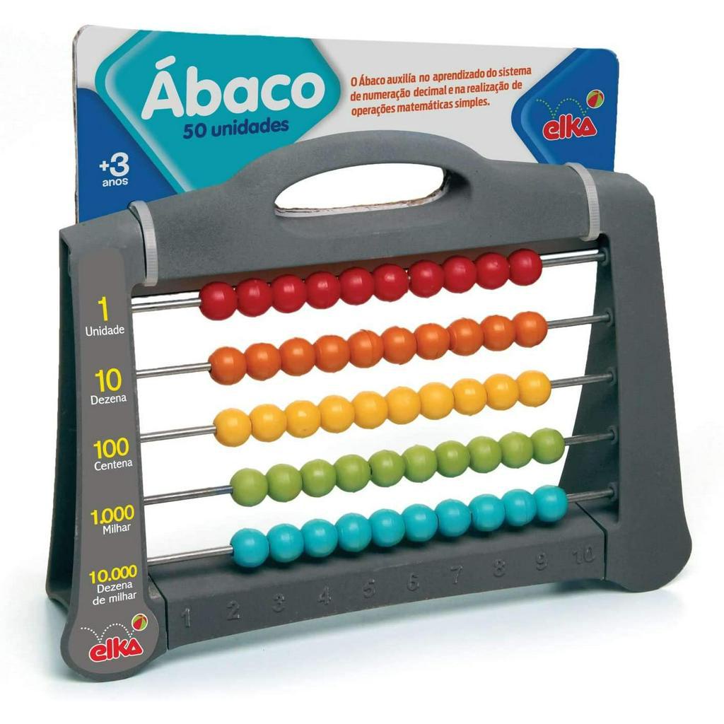 Ábaco Educativo Escolar Didático Matemática 50 Unidades Elka Brinquedos ...