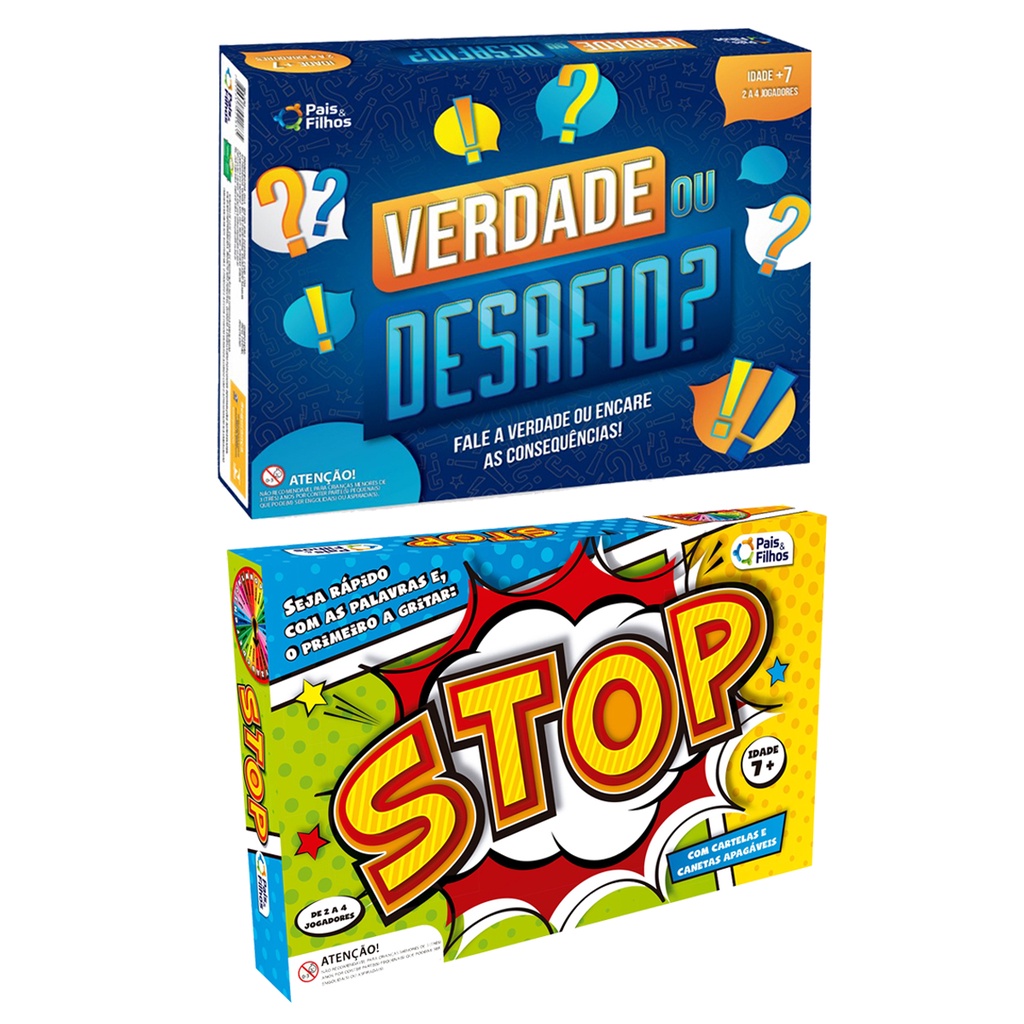 Jogo de Tabuleiro Stop + Verdade ou Desafio Perguntas e Respostas ...