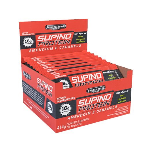 Barra de Proteína SUPINO PROTEIN AMENDOIM CARAMELO - Caixa com 12 un. | Shopee Brasil