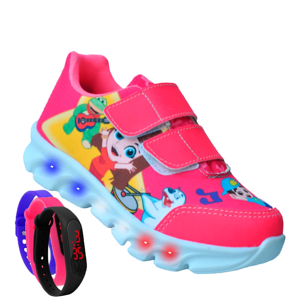 Kit Tenis Feminino Infantil De Led Meninas Giovana Lucas Neto + Relógio ...