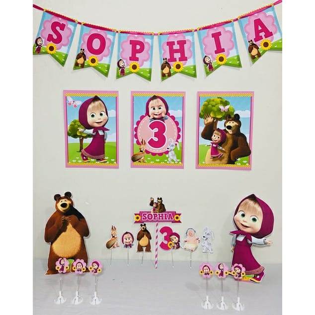 Kit festa personalizada Masha e o Urso | Shopee Brasil