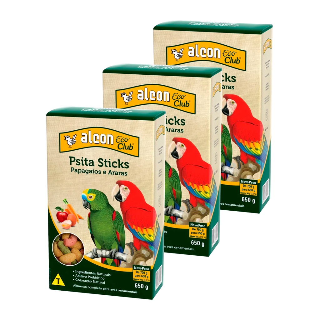 Ração Alcon Eco Club Psita Sticks 650g KIT C/3 UN | Shopee Brasil
