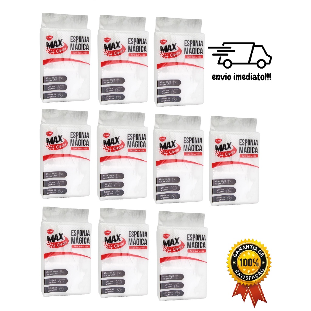 KIT 10 Esponja Mágica Limpeza Clink Max Clean Tira Manchas | Shopee Brasil