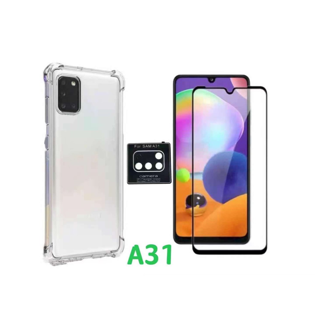 Kit Pelicula Vidro 3D/9D Para Samsung Galaxy A31 + Capa Case Capinha Anti Shock + Pelicula ...