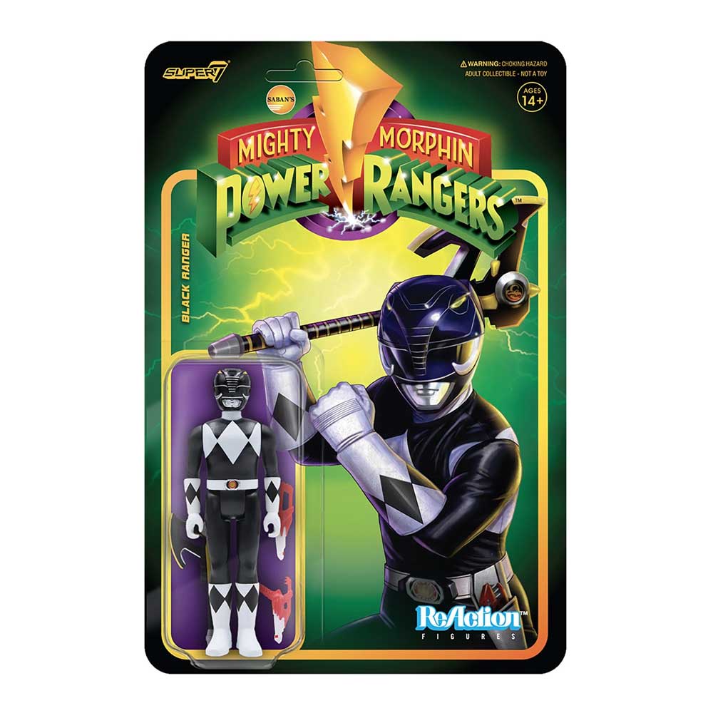ReAction Mighty Morphin Power Rangers Black Ranger SUPER7 | Shopee Brasil