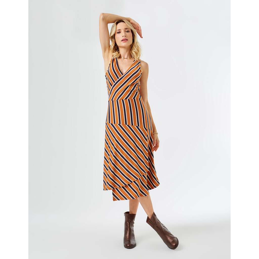 Vestido Zinzane Feminino Listrado Midi | Shopee Brasil Vestido Zinzane Feminino Listrado Midi | Shopee Brasil