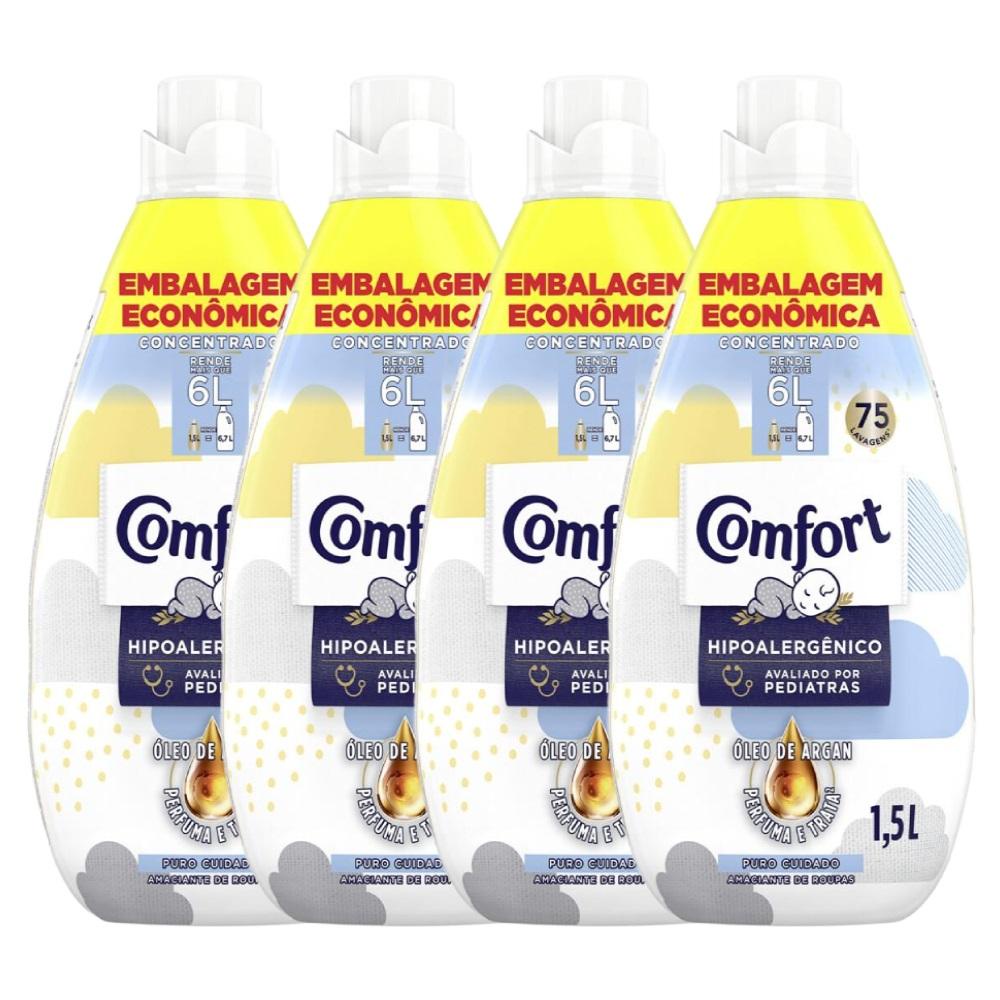 Kit 4 Amaciantes de Roupa Comfort Concentrado Puro Cuidado Intense 1,5l ...
