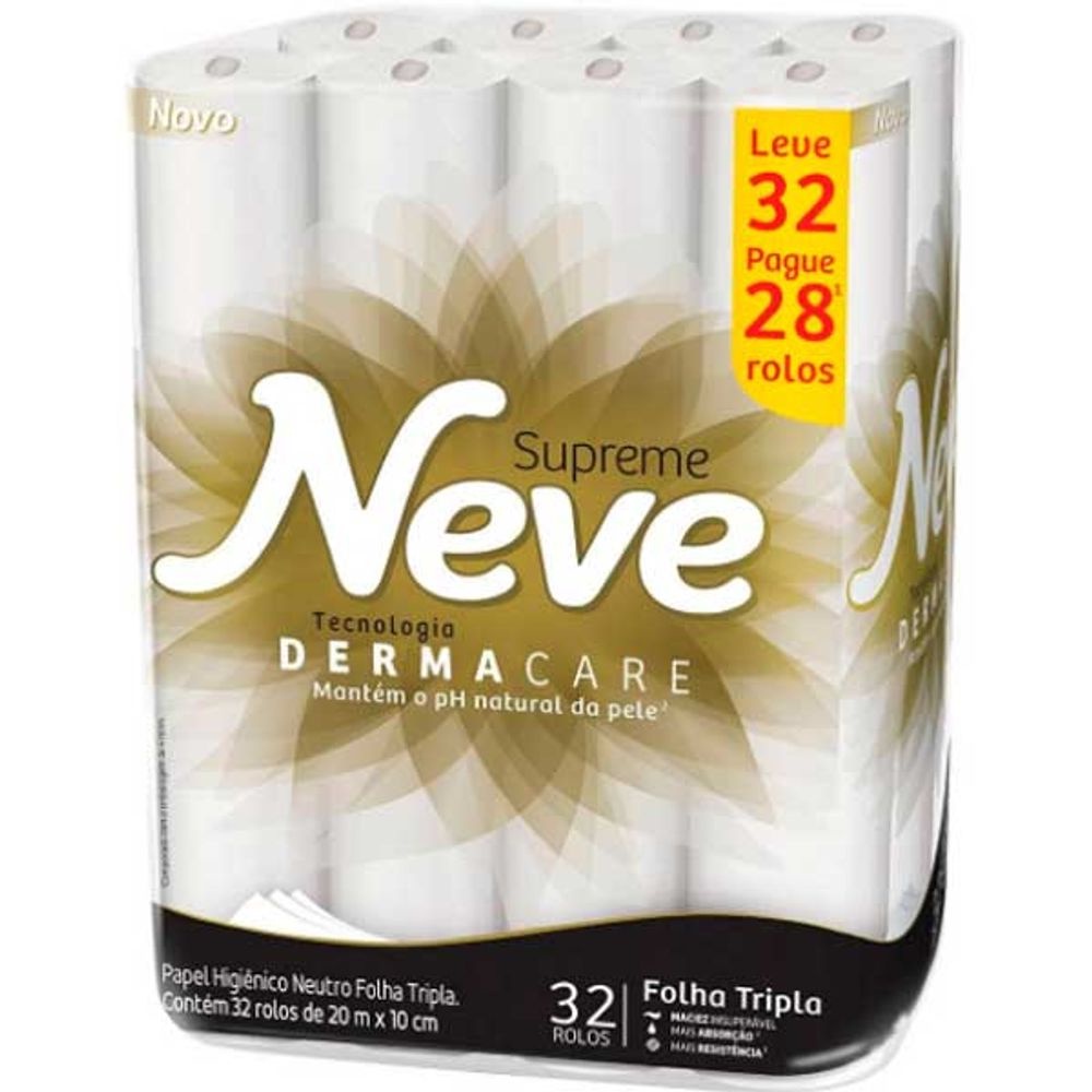 Papel Higiênico Neve Supreme Folha Tripla 20 M De 32 Unidades | Shopee ...
