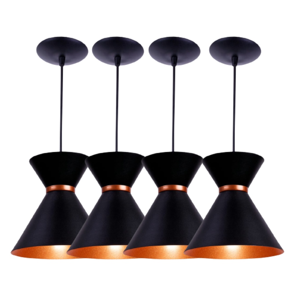 kit4 Luxo Luminária Pendente Teto Envio Rápido Balcão Loja Sala Cozinha ...