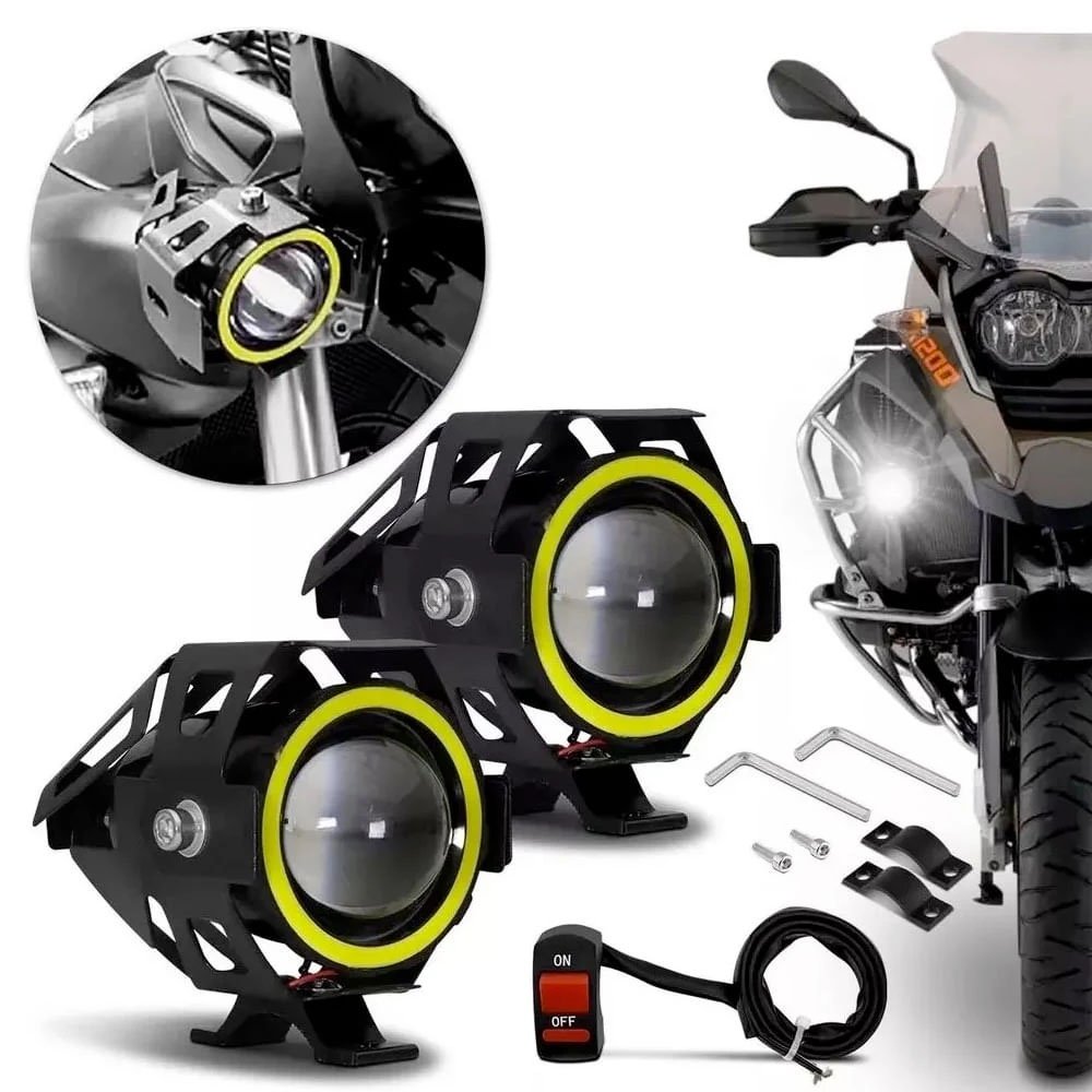Farol Milha Led Olho Anjo Moto Universal 12v Branco Par U7 GRANDE Angel ...
