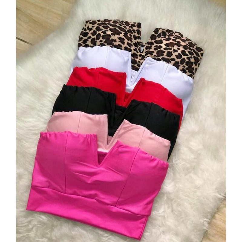 Cropped/Top faixa decote V com bojo moda feminina tomara que caia ...
