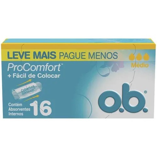 Absorvente Interno O.B. Comfort Medio C 16 | Shopee Brasil