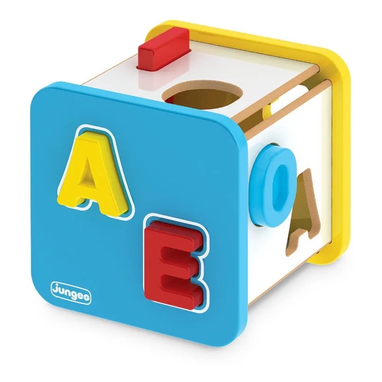 Cubo Didático em Madeira com Letras em Plástico - Brinquedo Educativo ...