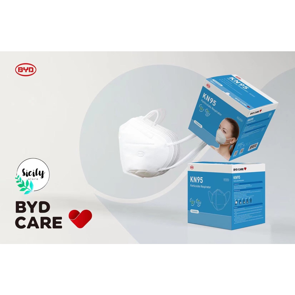 Kit 2 Máscaras Descartáveis Kn95 Byd Care Com Anvisa | Shopee Brasil