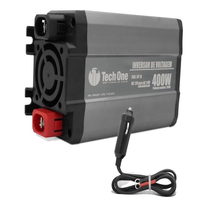 Inversor De Voltagem Tech One 400w 12v Para 110v Com Usb | Shopee Brasil