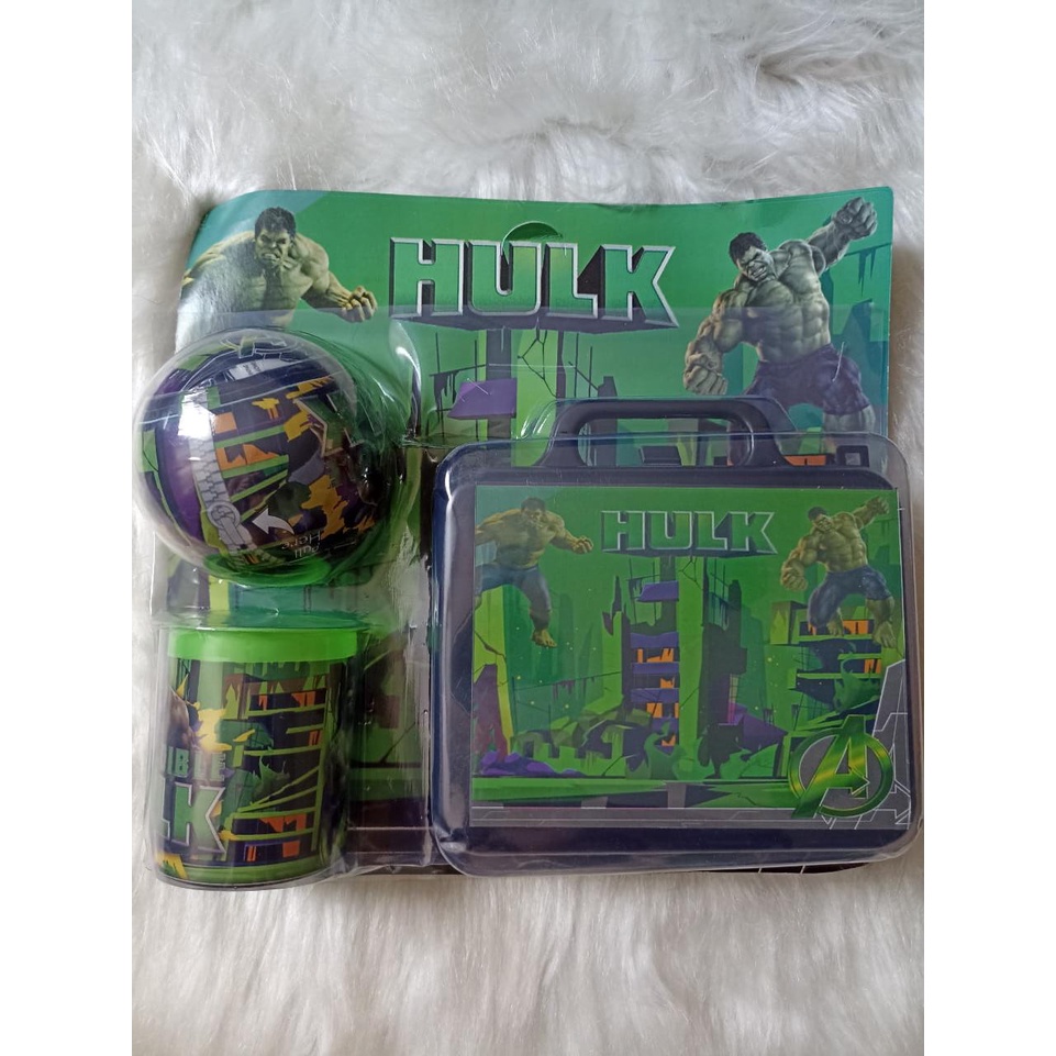 Kit Hulk 03 peças Lancheira + Bola com brinquedo surpresa + Copo ...