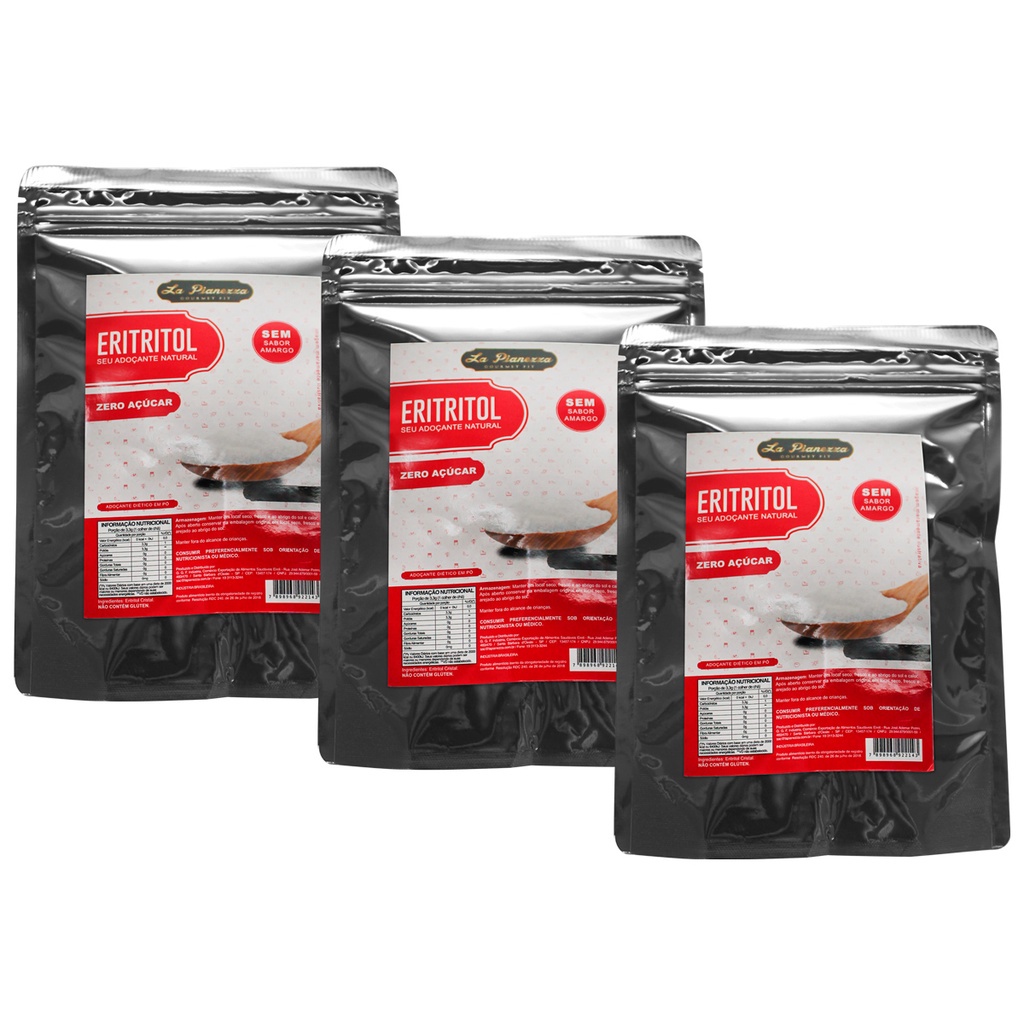 Kit 3 Eritritol Adoçante Natural Sem Açúcar La Pianezza 1kg | Shopee Brasil