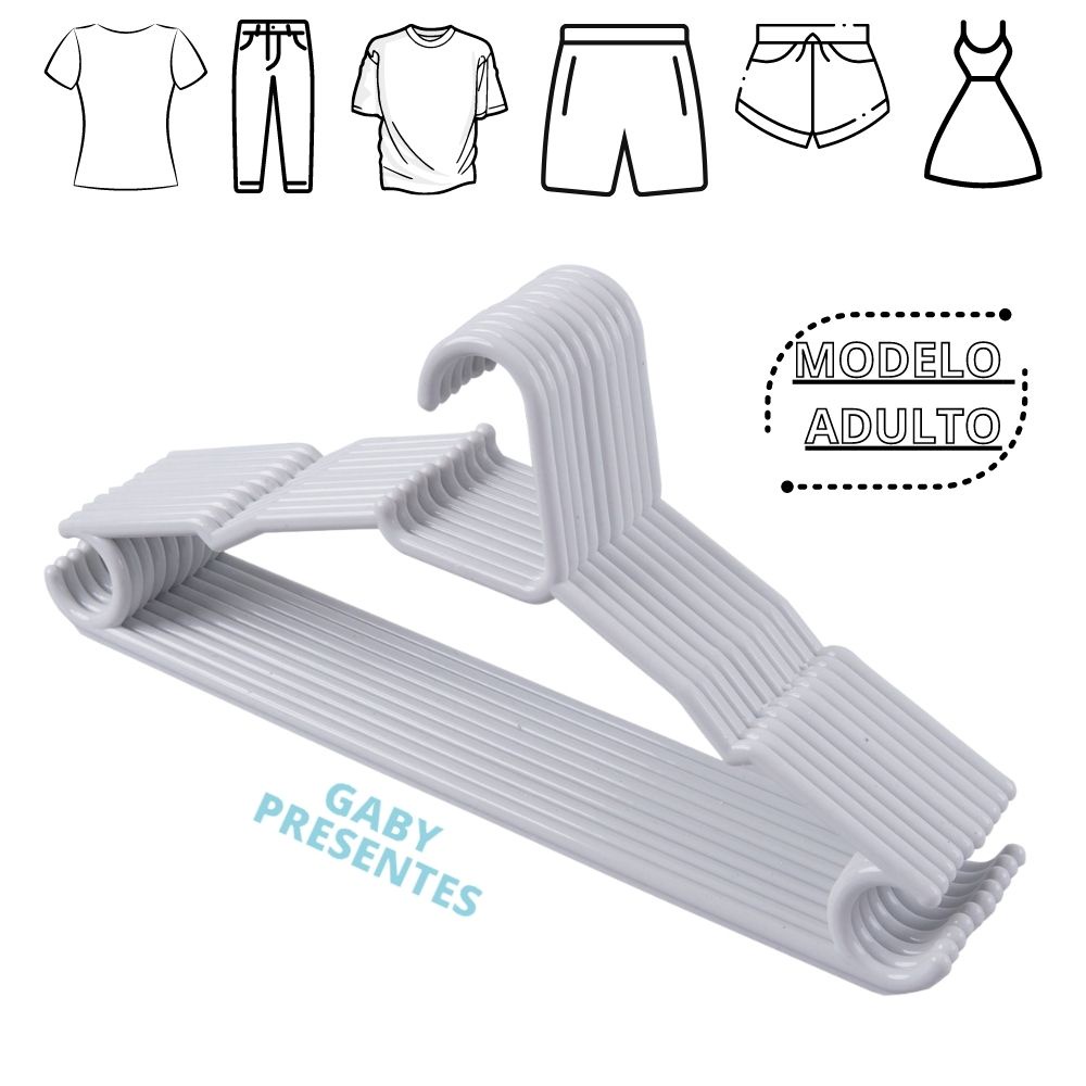 Kit Conjunto Cabide Adulto Branco Resistente - 40 Unidades | Shopee Brasil