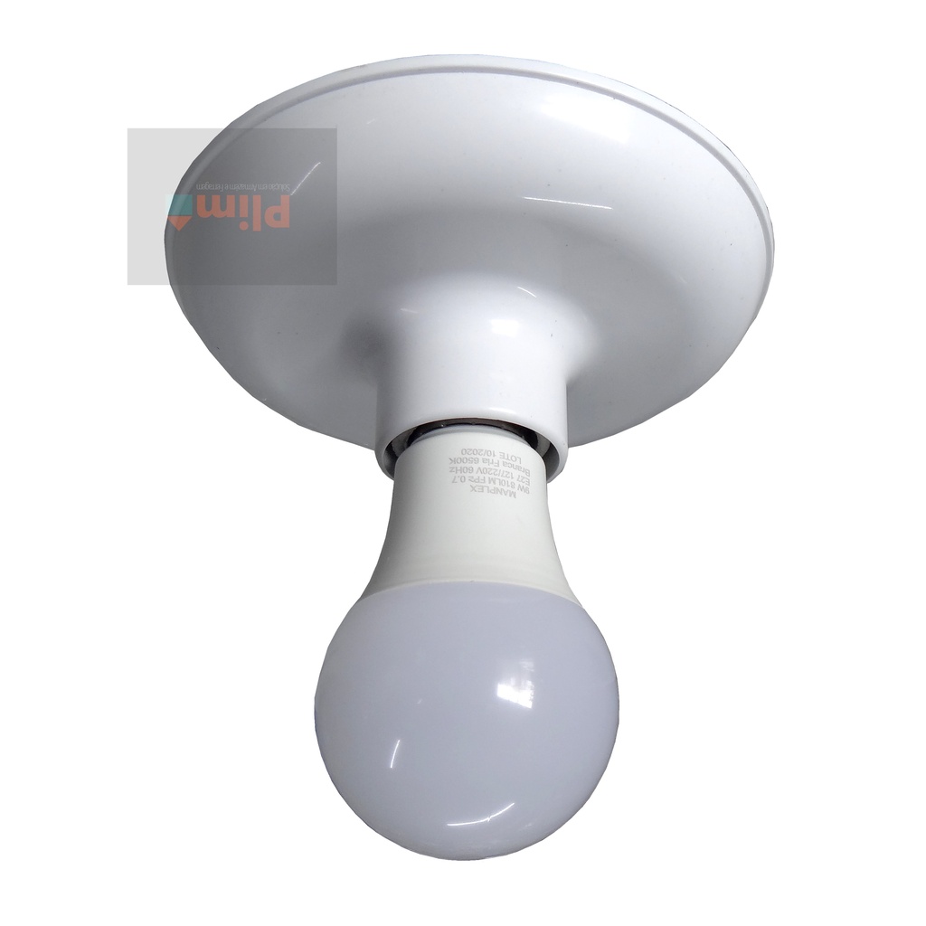 Kit Suporte lâmpada Plafon E27 Bocal Porcelana + Lâmpada Led 9w (=60w ...