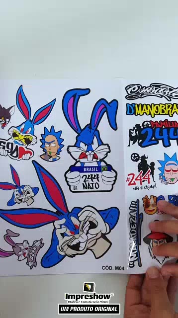 Cartela Adesivos Coelho Pernalonga 244 Para Moto Bike Carro grau montadinha | Shopee Brasil