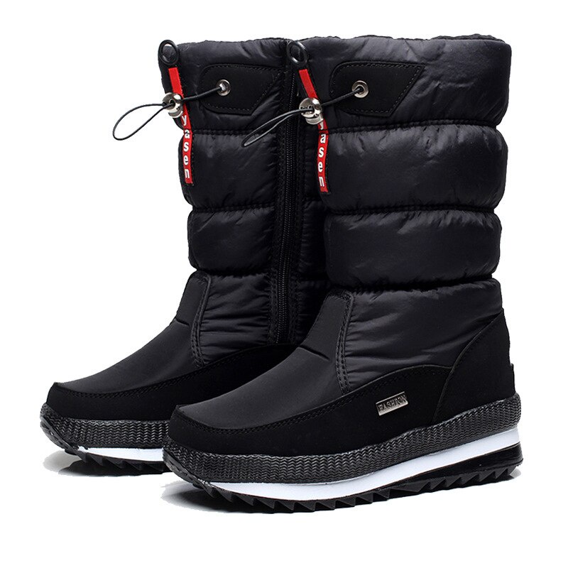 Bota de neve feminina, botas femininas grossas de pelúcia impermeáveis ...