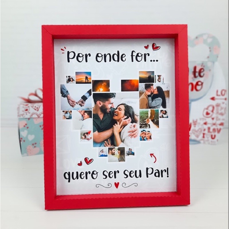 Quadro moldurado de papel fotográfico - dia dos namorados | Shopee Brasil