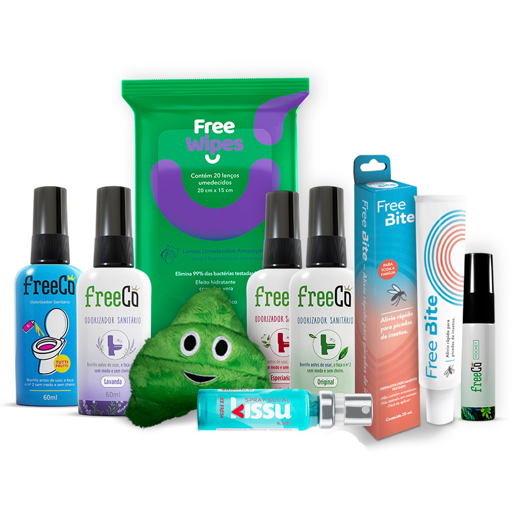 Kit Linha Completa - FreeCô, Free Wipes, Free Bite e Kissu | Shopee Brasil