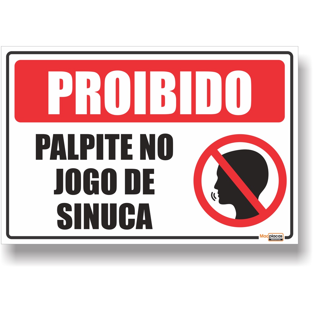 Placa proibido palpites jogo de sinuca 30x20 | Shopee Brasil