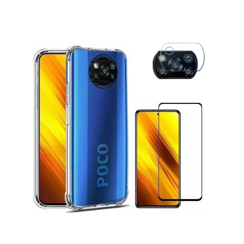Para o Xiaomi Poco X3 / Pro / NFC - 1 Capa + 1 Pelicula de Ceramica 9D + Pelicula de Camera ...
