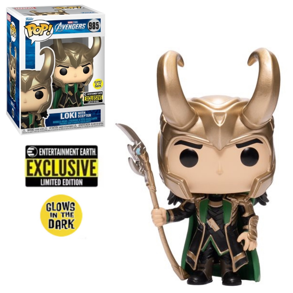 Funko Pop Loki With Scepter 985 - Exclusive EE (Glow in the dark ...