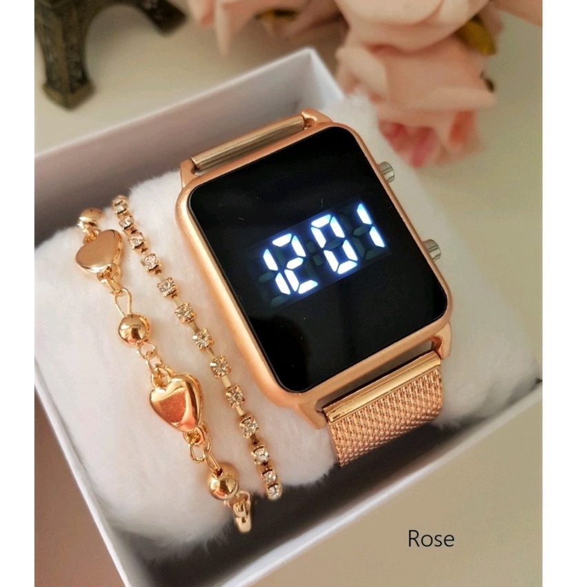 Kit Relógio Feminino Digital Led com Pulseira Sports Watch / Relógios ...