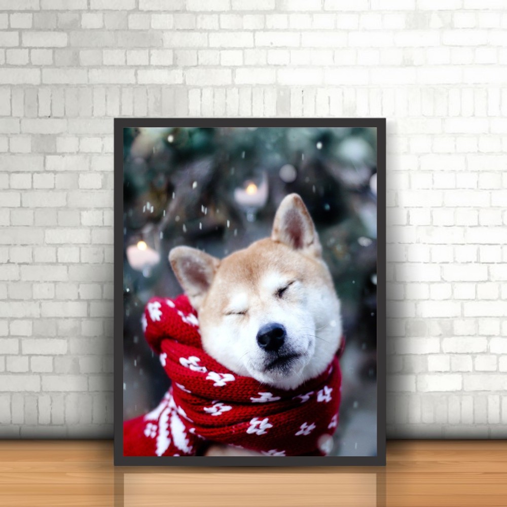 Quadro Animais Cachorro Akita Inu Pet Neve Moldura 30x40cm | Shopee Brasil