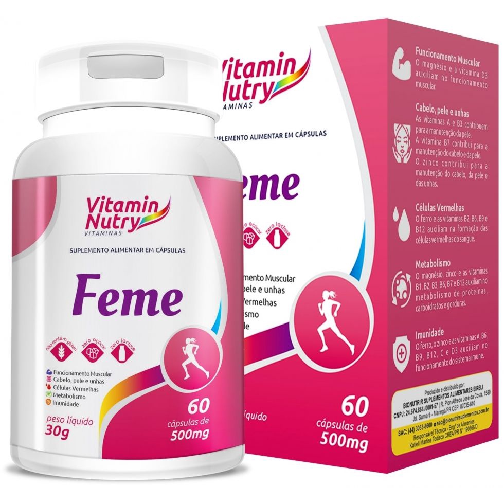 Feme Multivitamínico 500mg (60 caps) | Shopee Brasil
