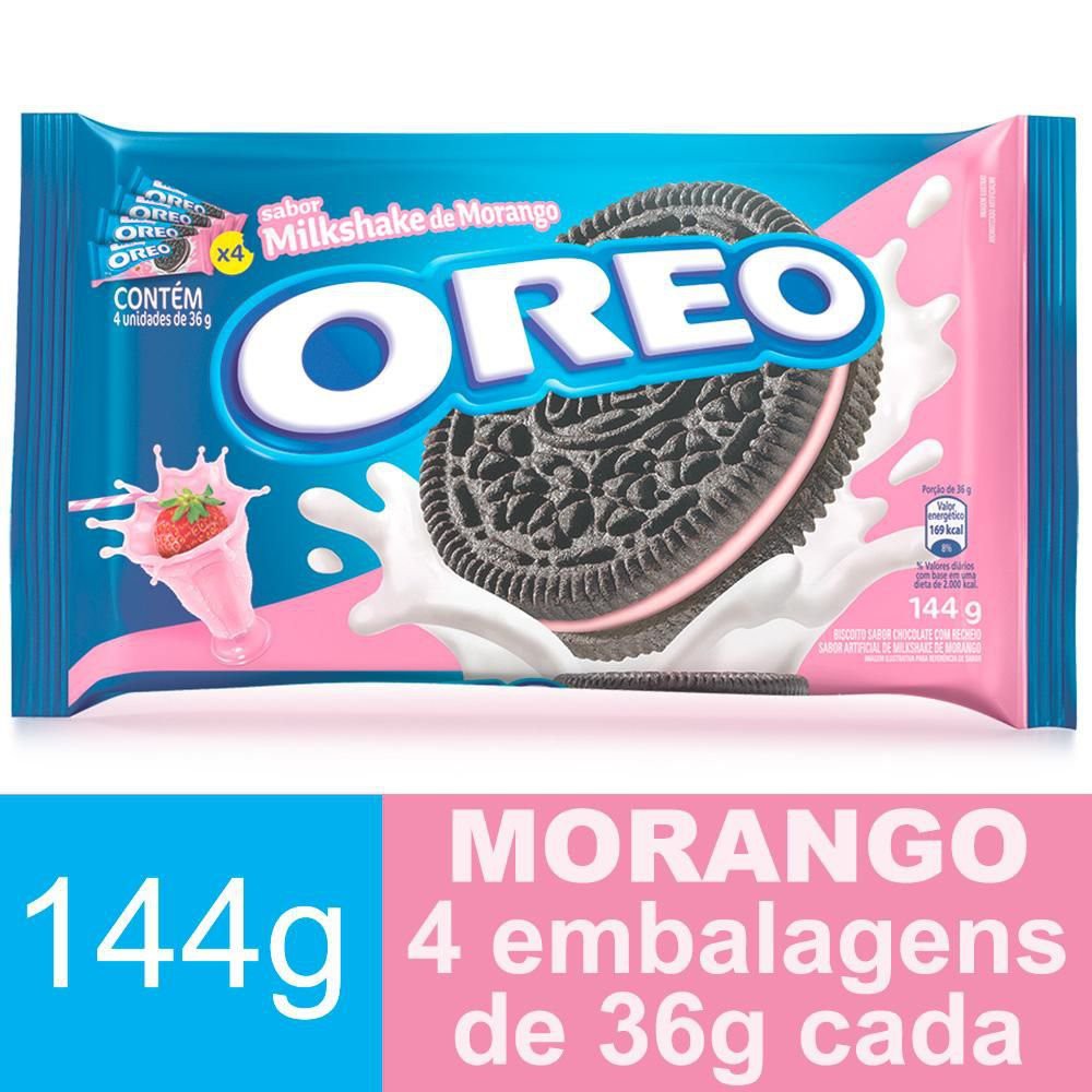 Biscoito Recheado Oreo Milkshake de Morango 144g | Shopee Brasil