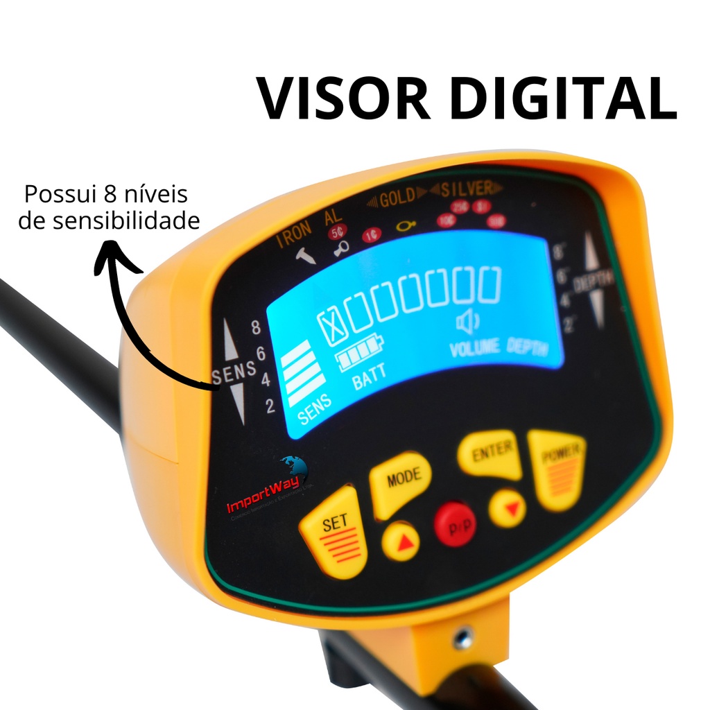 Detector de Metais Ouro Prata Bronze Ferro Cobre até 1,5 Metros de ...