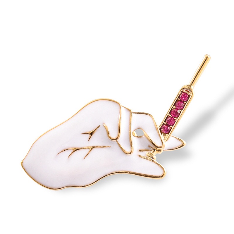 Simples Branco Esmalte Lapela Médica Broche Pin Seringa Luva Médico ...