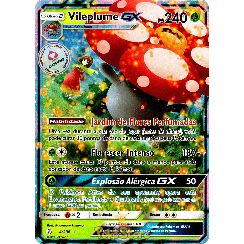 Carta Pokemon Vileplume GX Português 4/236 Card Original Copag | Shopee Brasil