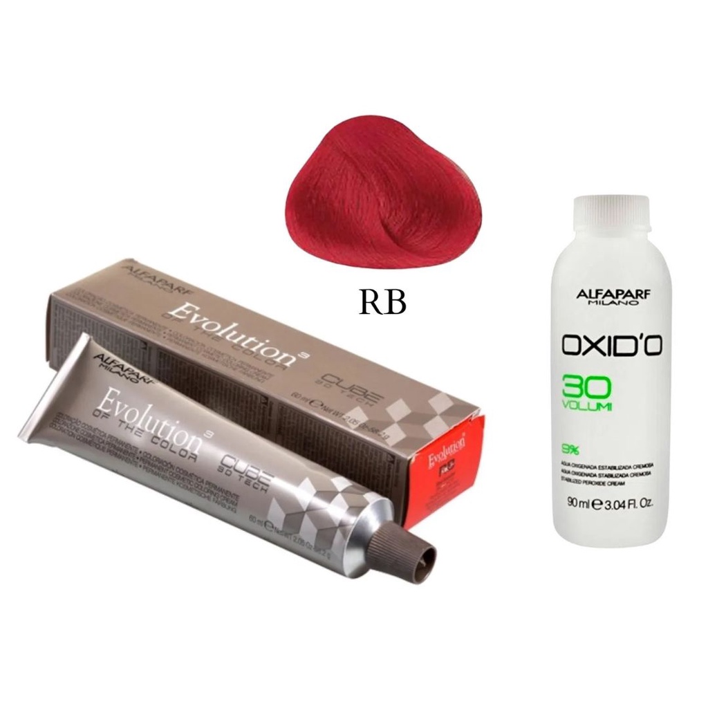 Coloração Tinta Alfaparf Evolution Rb 60ml + Oxigenada 30 vol 90ml ...
