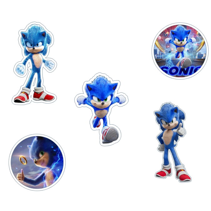 100 Apliques sonic Toppers Tags Tubetes Docinhos Festa Enfeites para ...