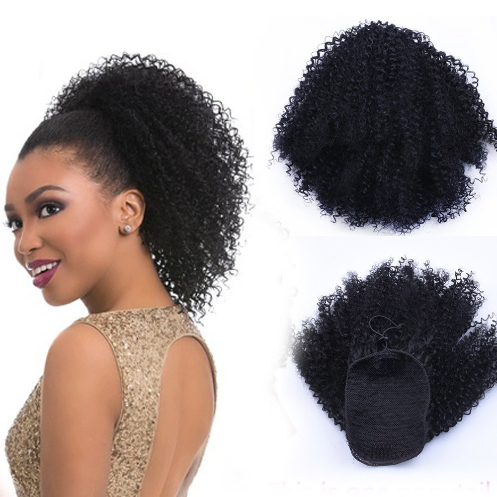 8 inch Afro Puff Drawstring Kinky Curly Ponytail Synthetic Hair Bun ...