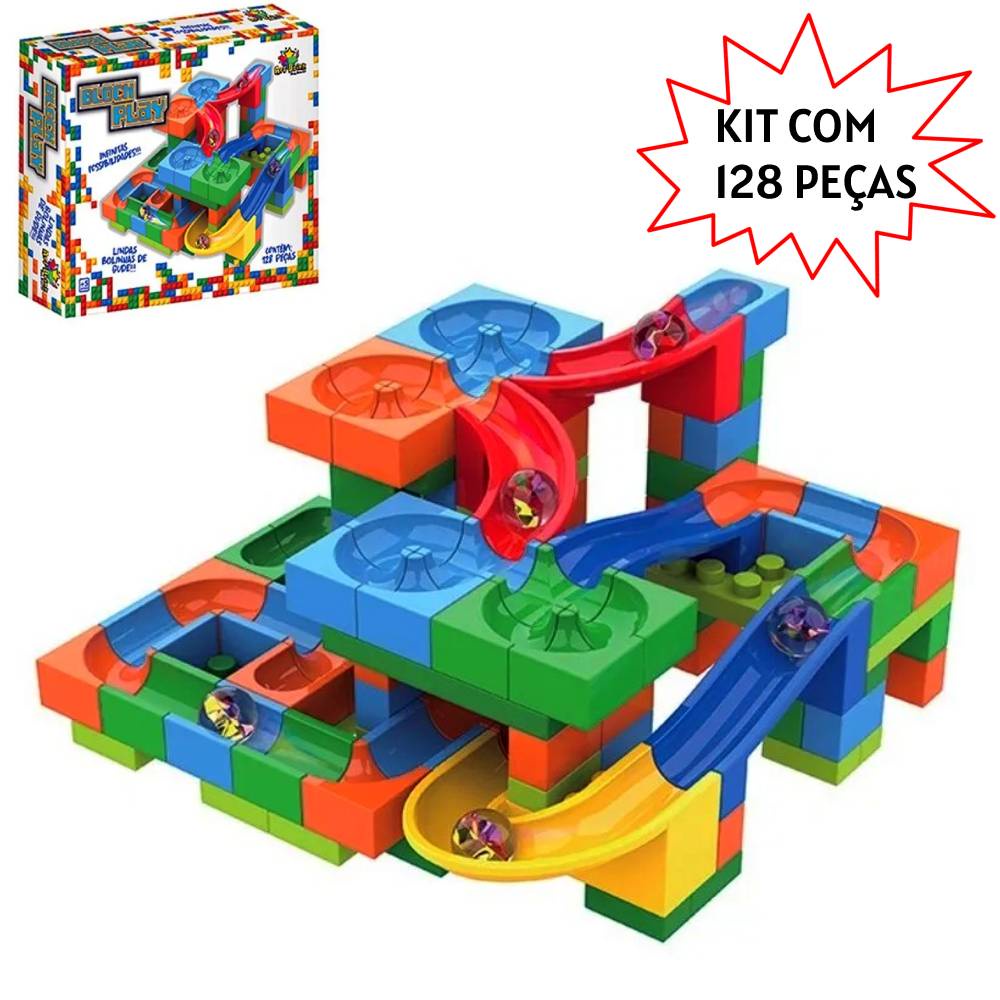 Pista Circuito De Bolinhas De Gude Blocos leg De Montar Labirinto kit ...