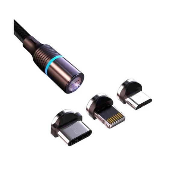 Cabo Carregador Magnético 3 em 1 - TYPE C, Micro USB e Lightning ...